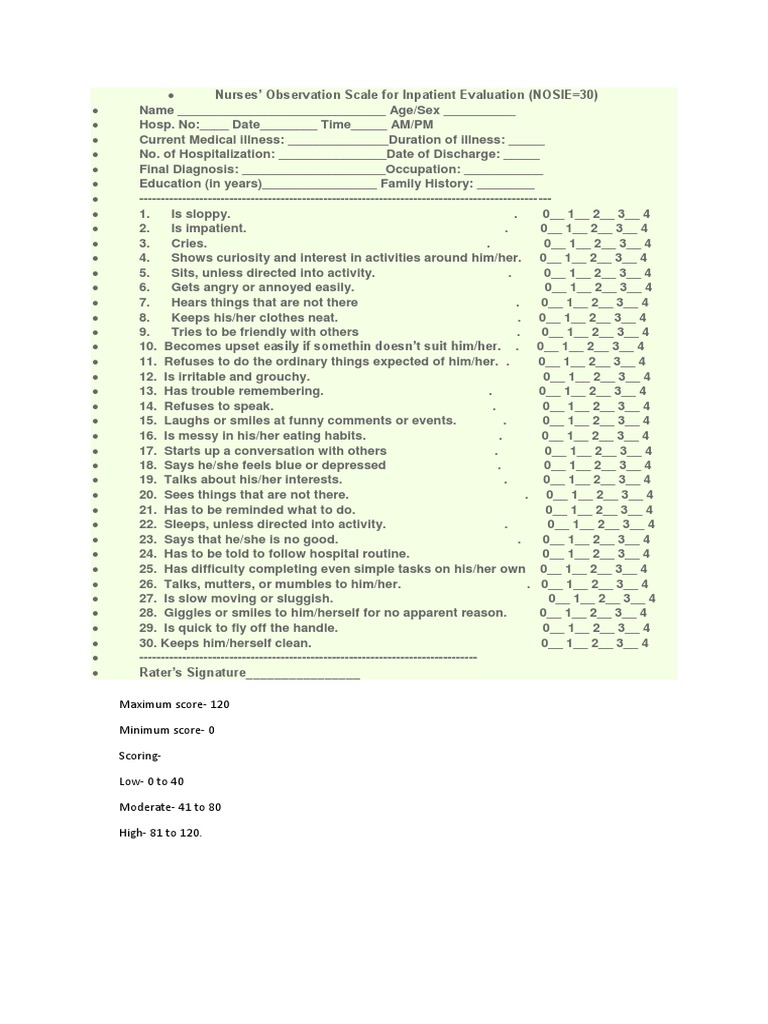 NOSIE Scale | PDF