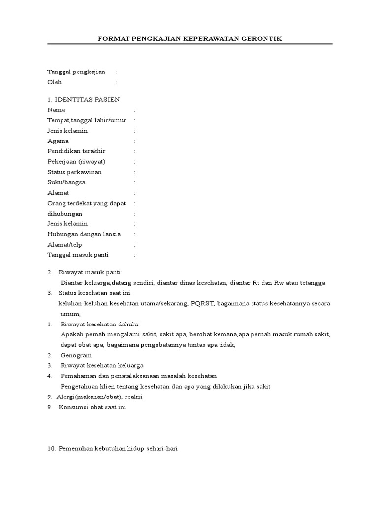 Format Pengkajian Gerontik | PDF