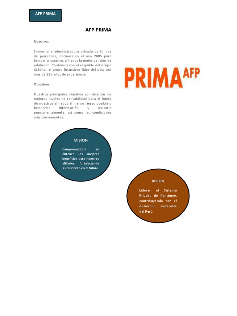 Afp Prima | PDF | Pensión | Economias