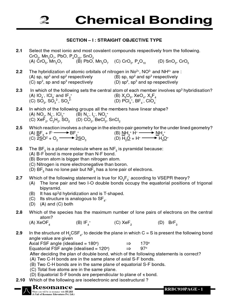 Chemical Bonding - 2 | PDF | Chemical Polarity | Covalent Bond