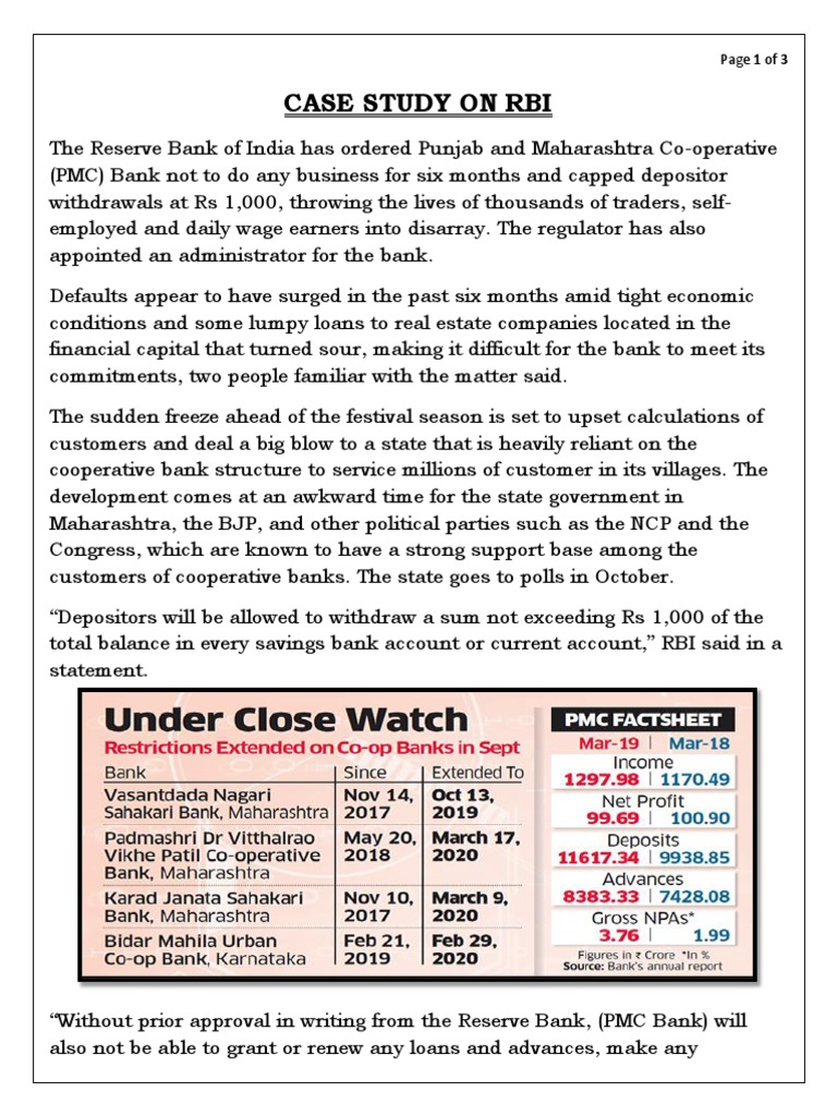 Case Study On The Reserve Bank of India | PDF | Reserve Bank Of India ...