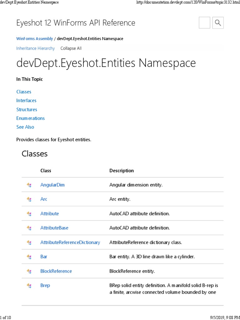 Devdept - Eyeshot.entities Classes | PDF | Vertex (Geometry ...