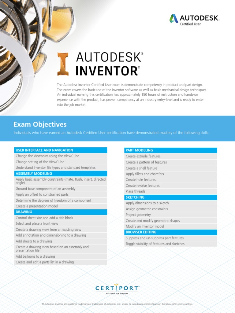 Autodesk Inventor Certified User Exam | PDF | Drawing | Areas Of ...