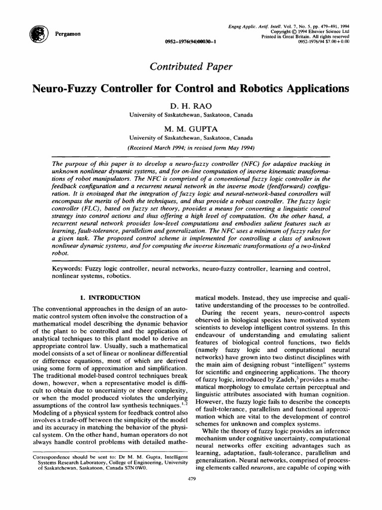 Neuro-Fuzzy Controller For Control and Robotics | PDF | Mathematical ...