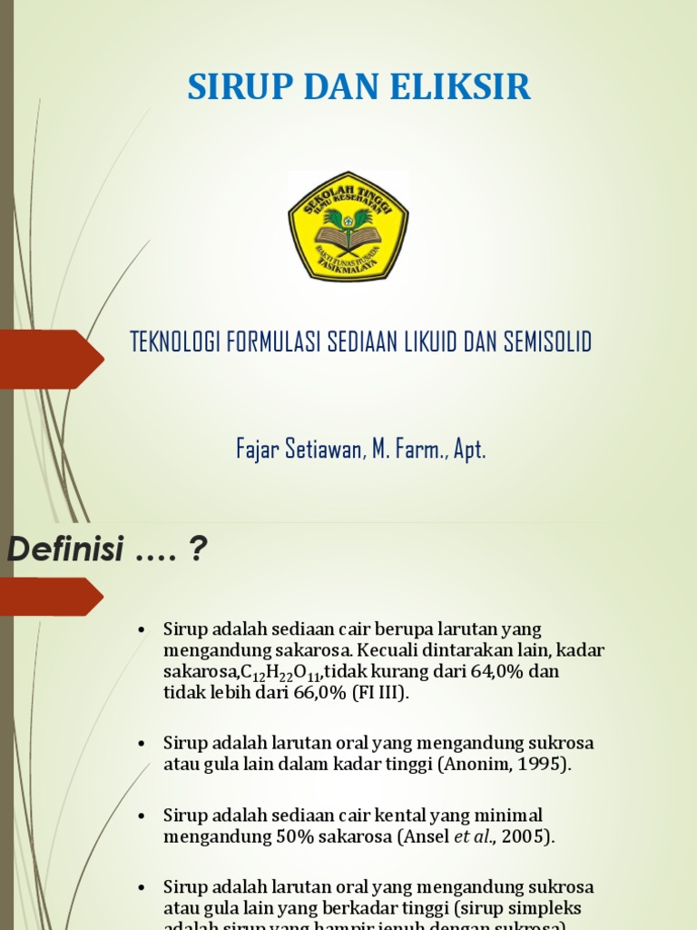 Sirup Dan Eliksir | PDF