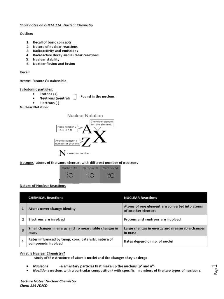 Chem 114 Notes Nuclear Chem | Download Free PDF | Nuclear Physics ...