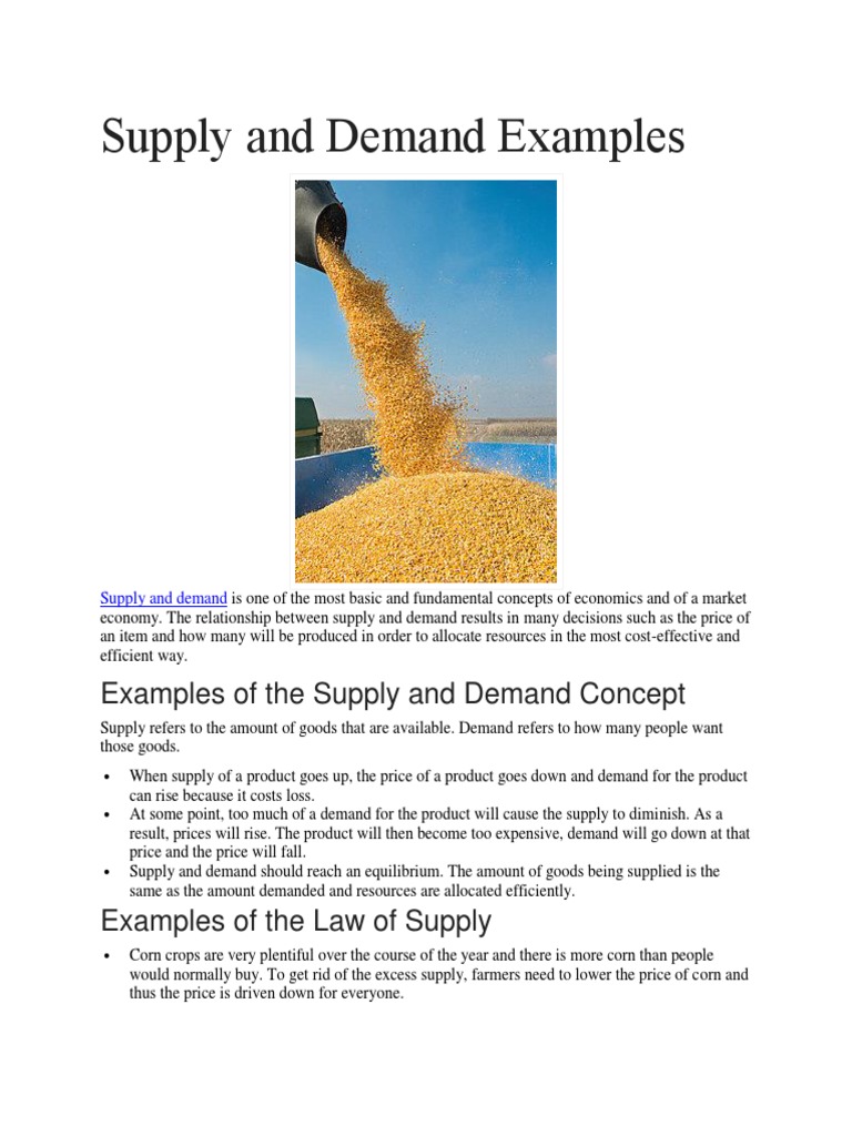 Supply and Demand Examples | PDF | Supply And Demand | Prices