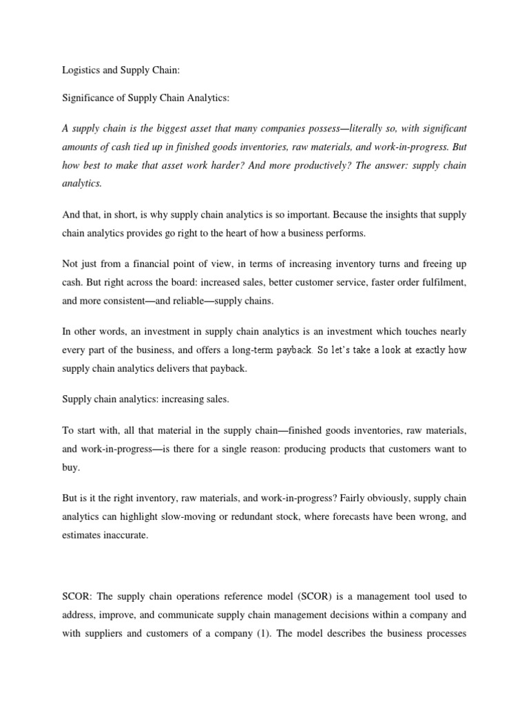 Logistics And Supply Chain Pdf Supply Chain Predictive Analytics