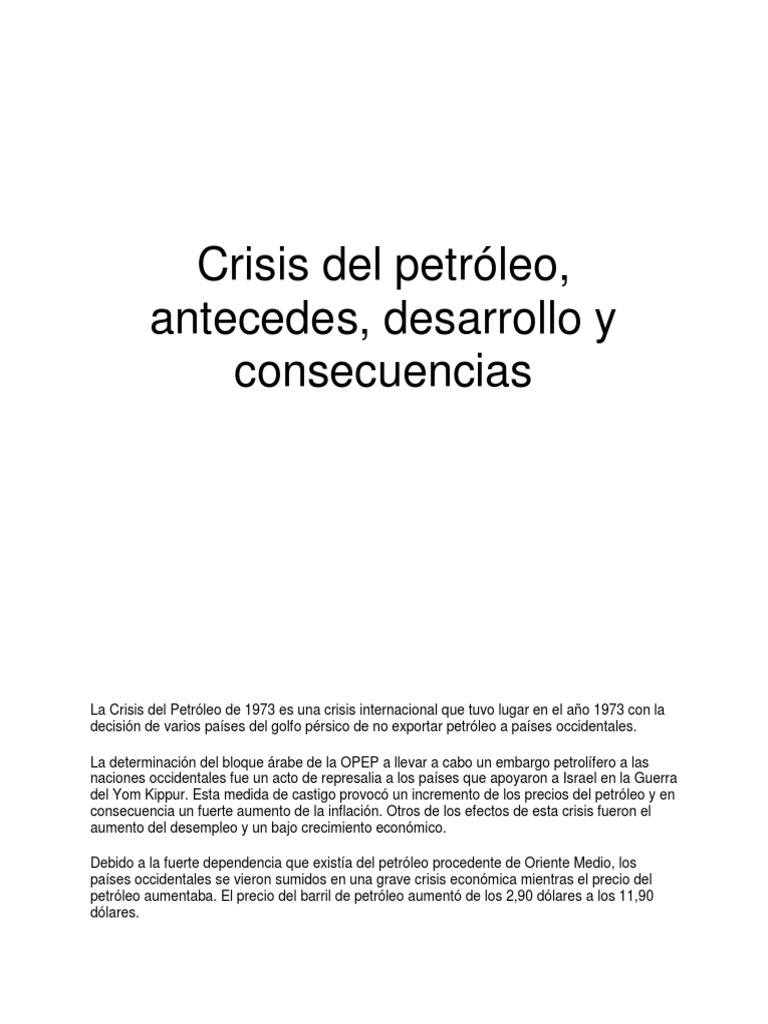 Crisis Del Petroleo | PDF | Crisis petrolera de 1973 | Economias