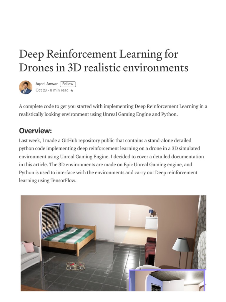 Deep Reinforcement Learning For Drones in 3D Realistic Environments ...
