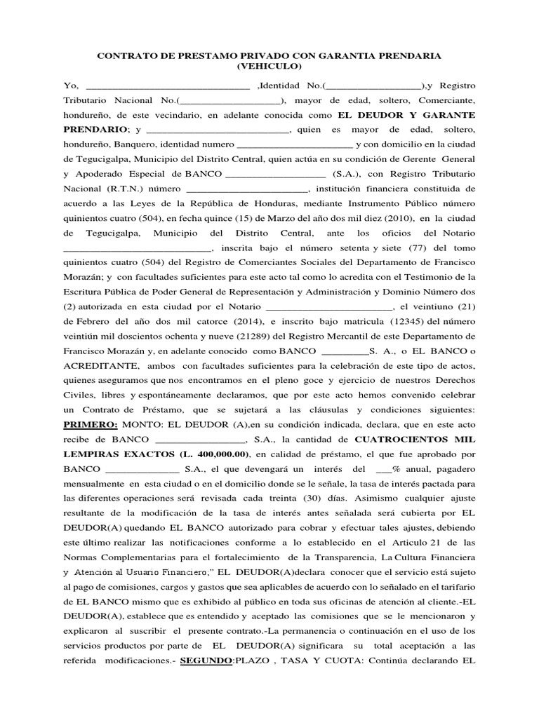 Contrato de Prenda | PDF | Bancos | Interés