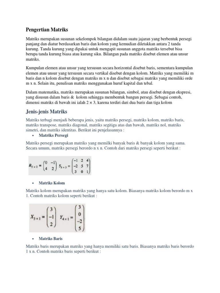 Pengertian Matriks | PDF