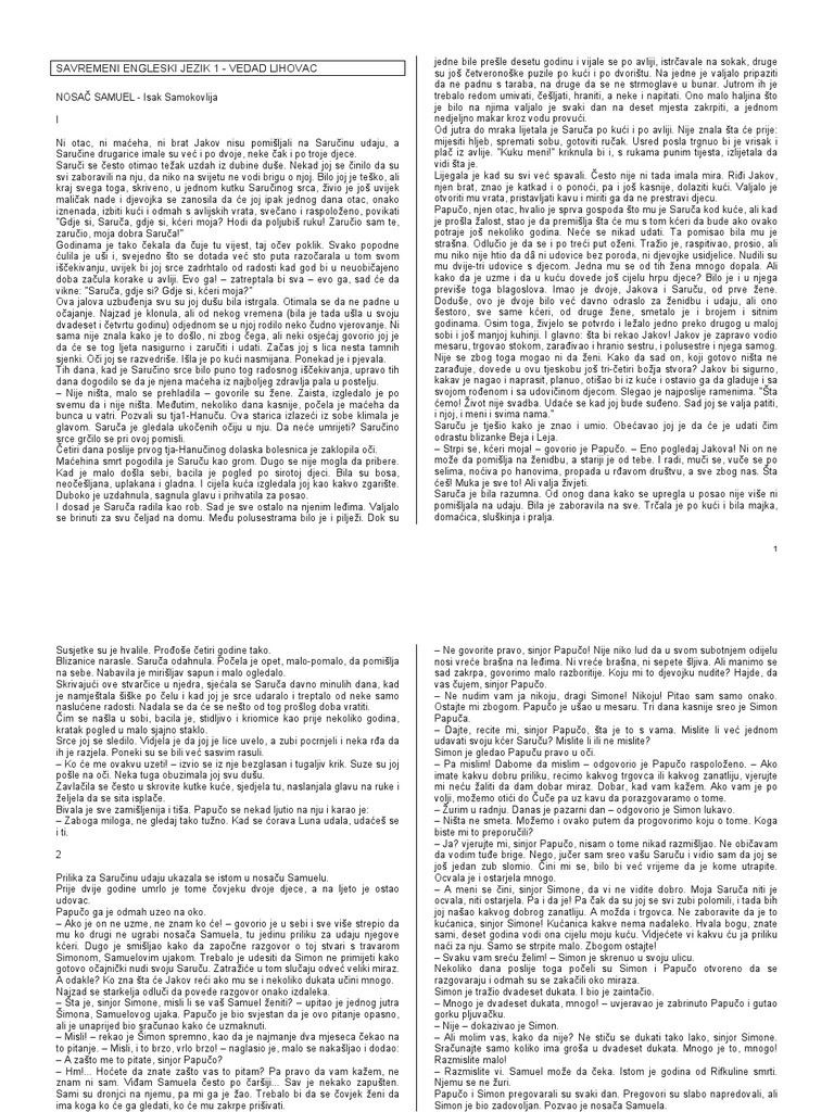 Isak Samokovlija NOSAC SAMUEL | PDF
