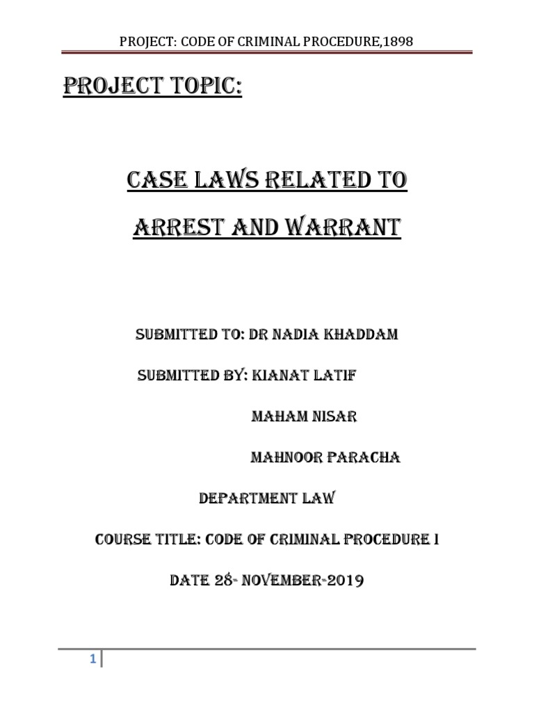 CRPC 1898 Final Document | PDF | Criminal Procedure In South Africa | Arrest