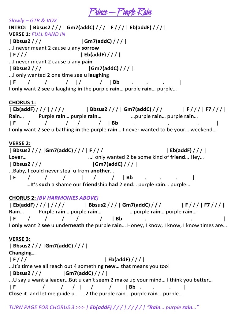 Purple Rain Guitar Chords