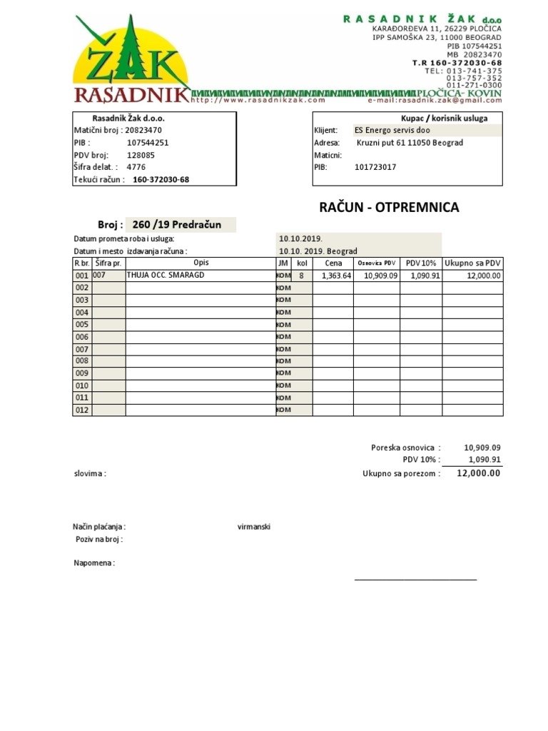 Rasadnik Žak Ponuda | PDF
