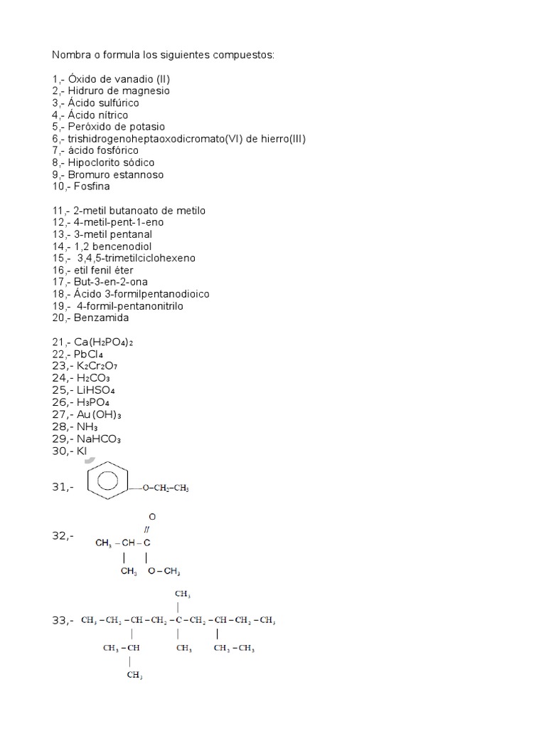 Examen Formulación 2º Bachiller | PDF