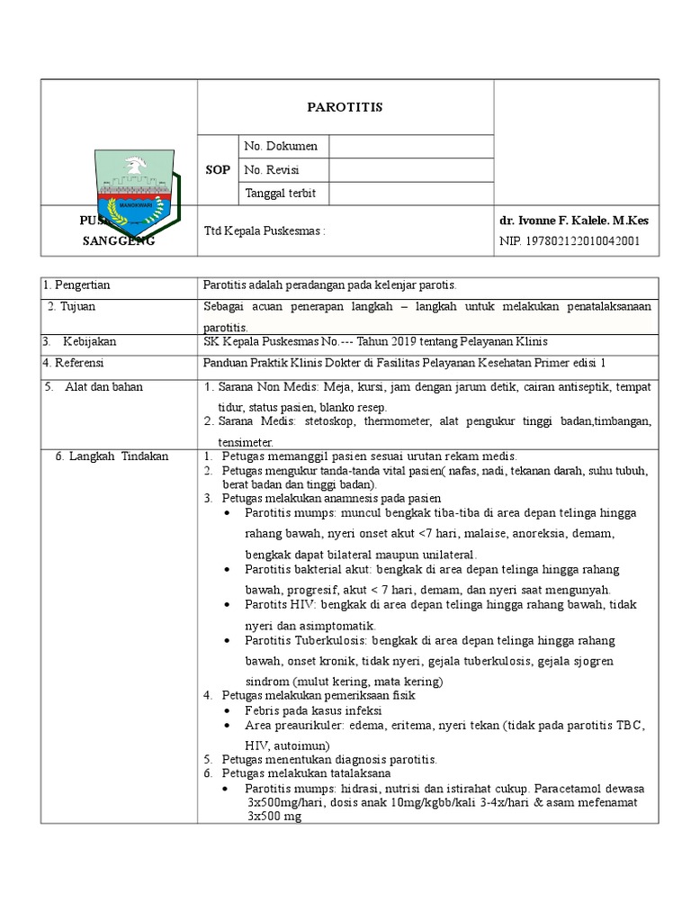 Parotitis Sop | PDF