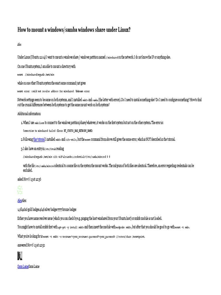Mounting Samba Shares on Linux | PDF | Computing Platforms | Computer ...