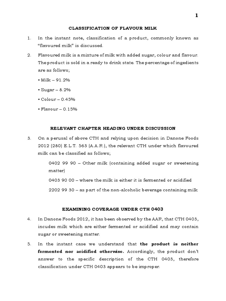 Flavoured Milk - Classification | PDF | Drink | Milk