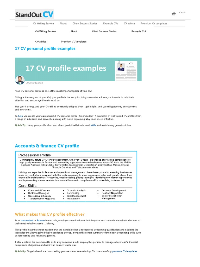 17 CV Personal Profile Examples | PDF | Recruitment | Employment