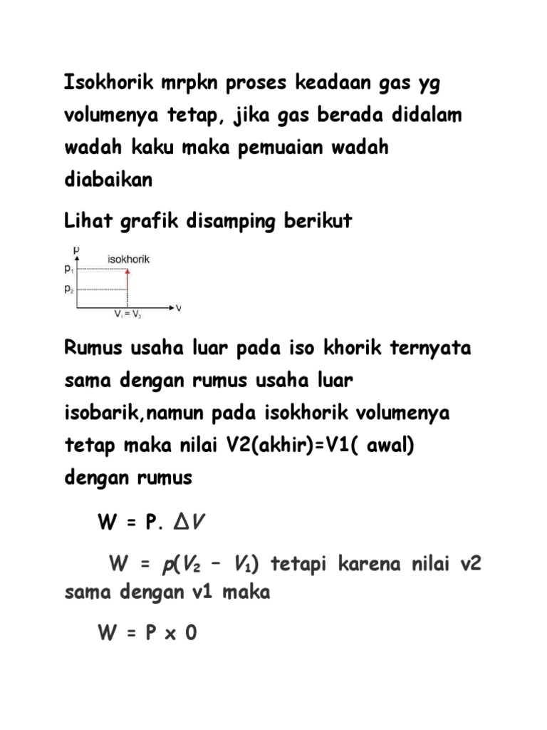 Proses Isokhorik: Konsep dan Rumus | PDF