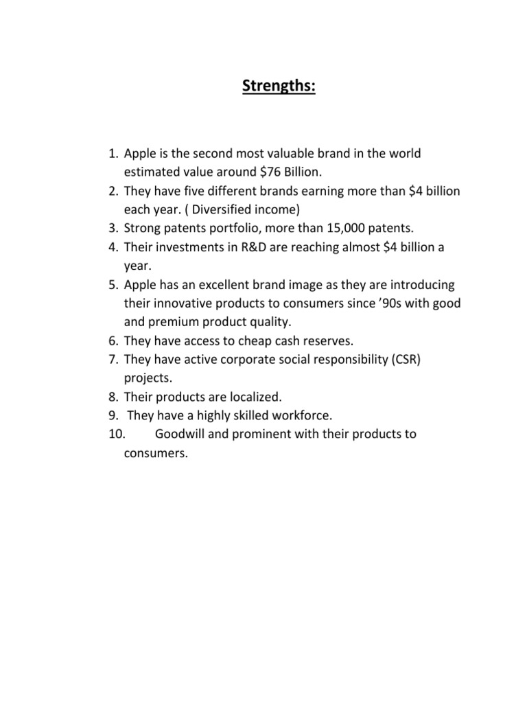 Apple SWOT Analysis | PDF | Apple Inc. | Brand