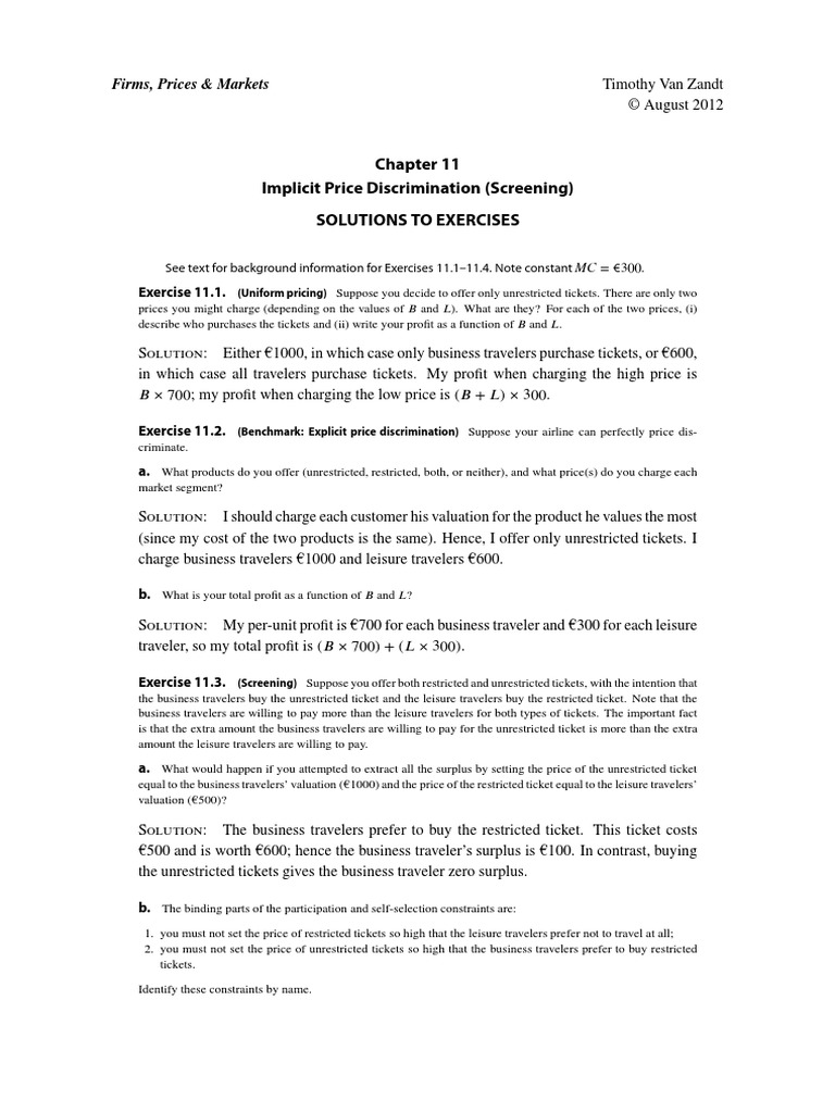 Implicit Price Discrimination Questions | Download Free PDF | Price ...