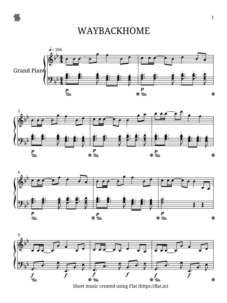 Way Back Home Piano Sheet Music | PDF
