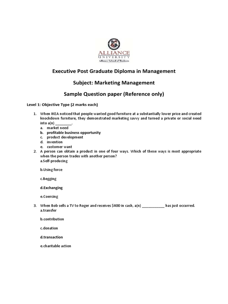 MM Sample QP | PDF | Marketing | Demand