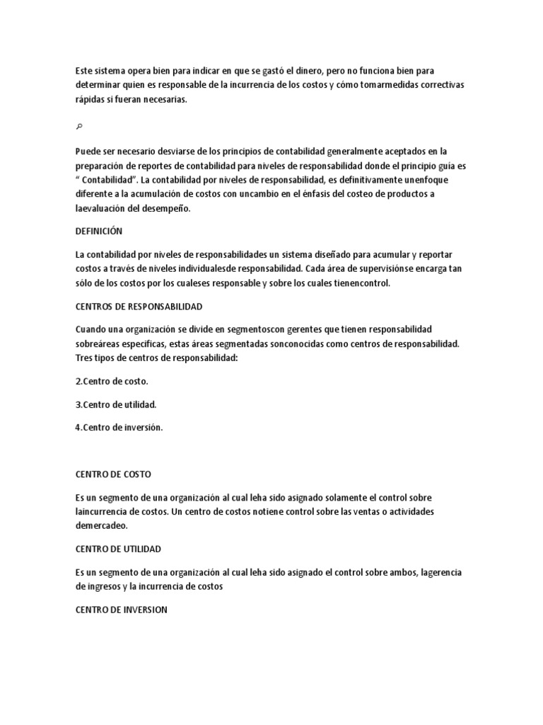 Niveles de Responsabilidad en La Contabilidad | PDF | Planificación ...