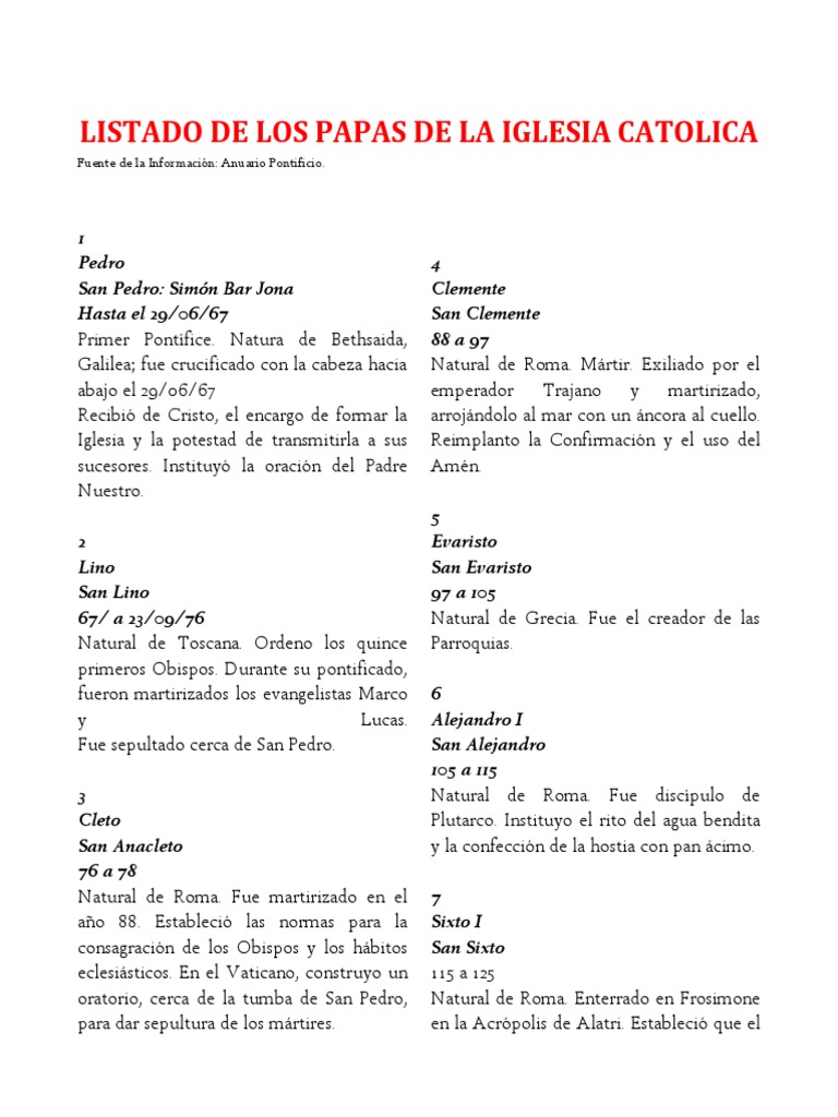 Listado de Los Papas de La Iglesia Catolica | Papa | imperio Bizantino