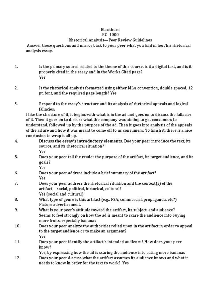 Rhetorical Analysis Peer Review | PDF | Essays | Truth