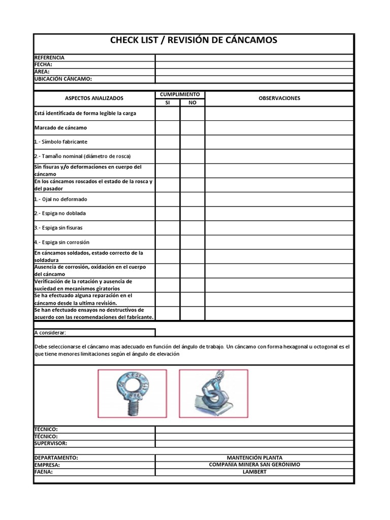 Checklist for inspection of lifting shackles | PDF