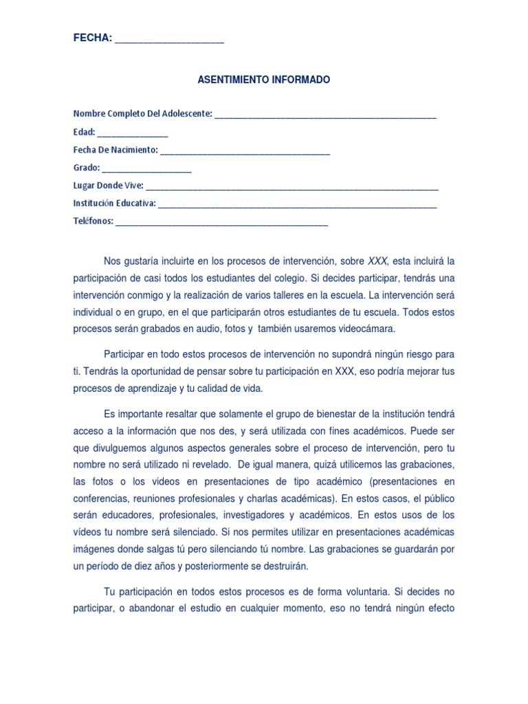 Asentimiento Informado | PDF