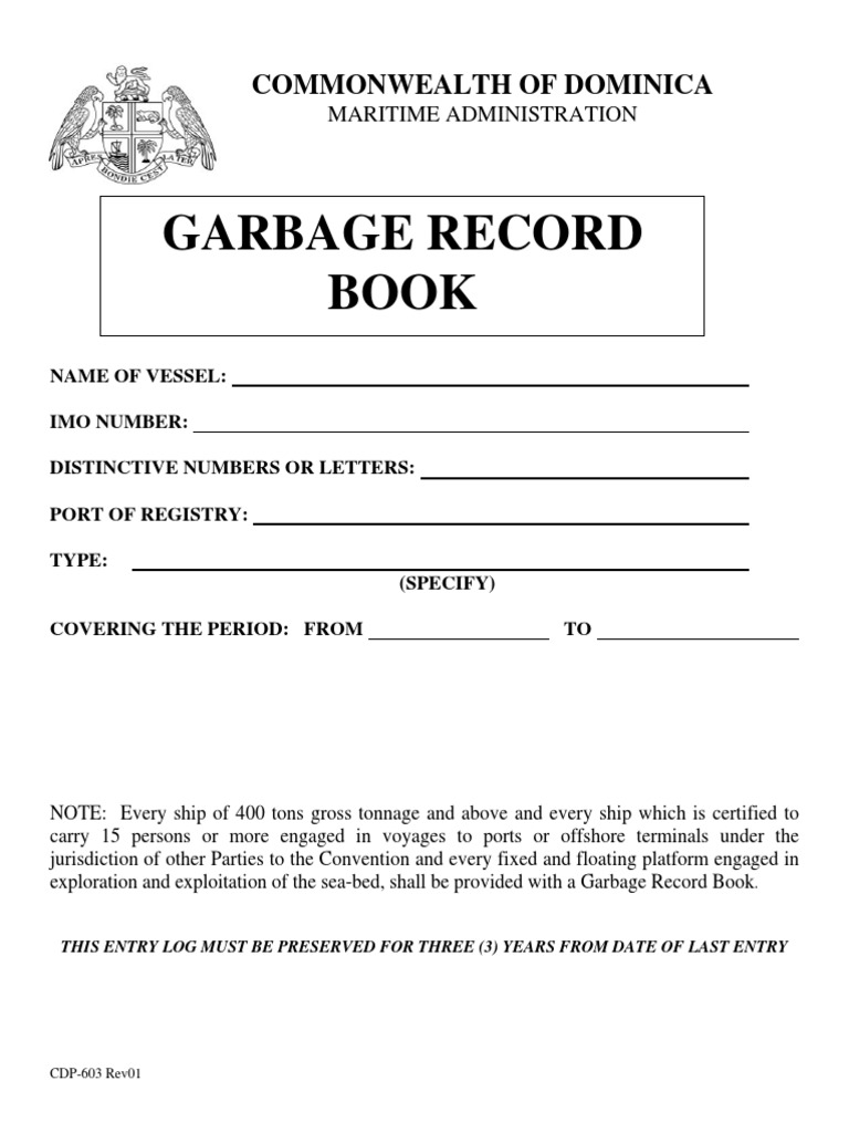 Garbage Record Book | PDF | Waste | Transport