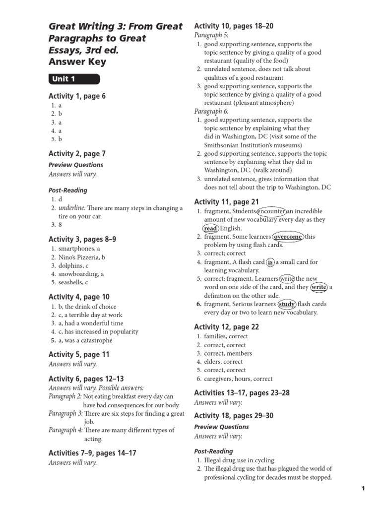 Great Writing 3 Answer Key PDF | PDF | Airplane | Rudder