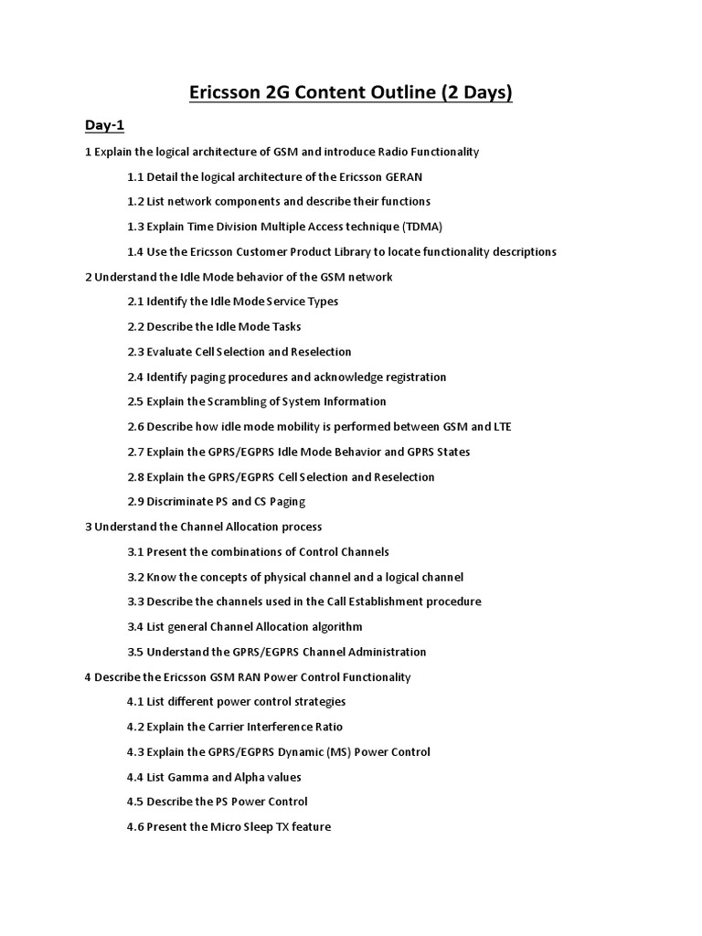 Ericsson 2G Content Outline | PDF | General Packet Radio Service | Gsm