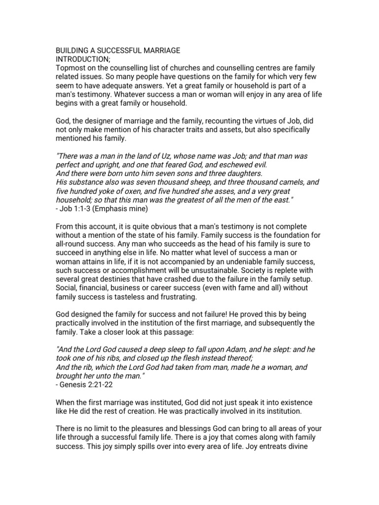Building A Successful Marriage PDF | PDF