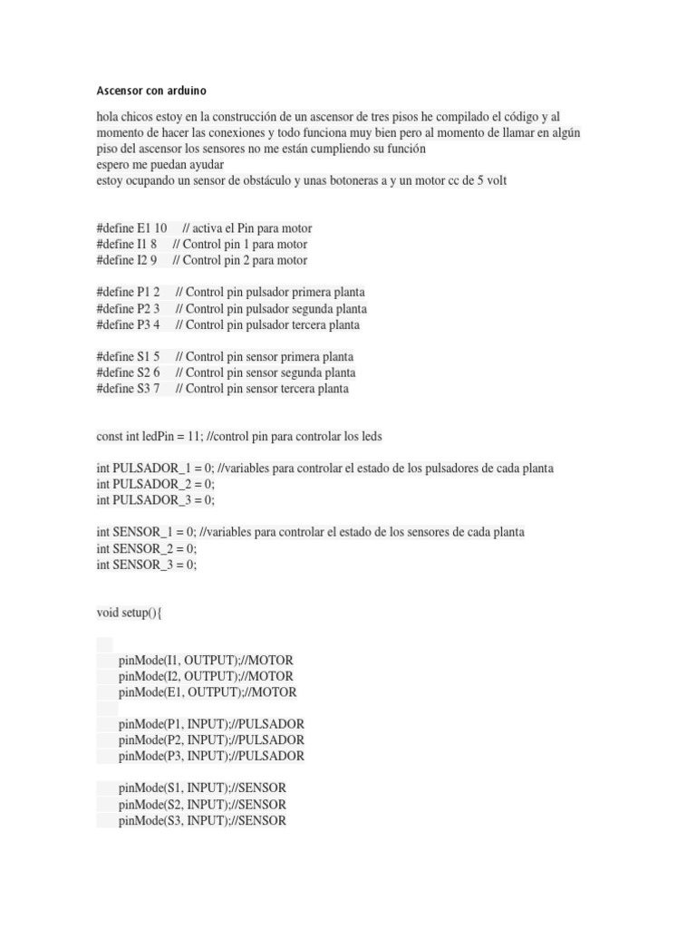 Ascensor Con Arduino | PDF | Ingeniería de Edificación | Informática y tecnología de la información