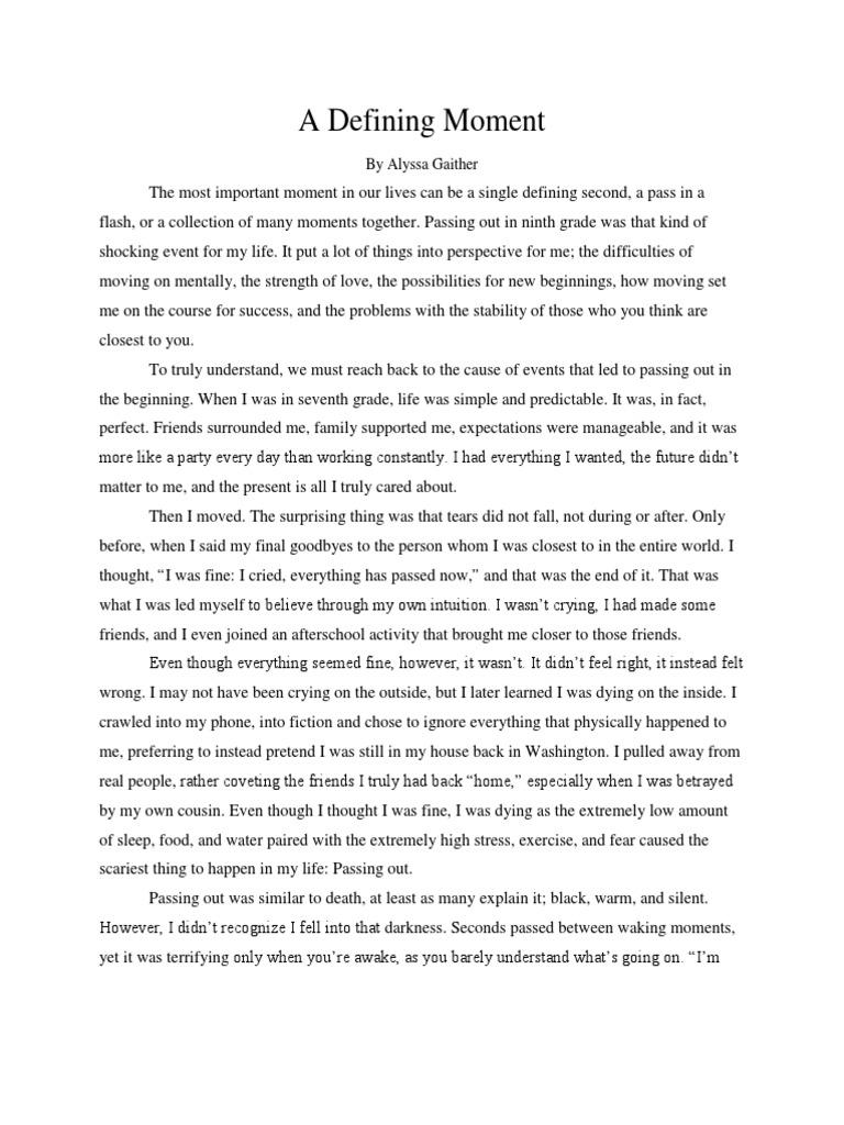Alyssa Gaither-Personal Statement-What Event Defined You | PDF | Love