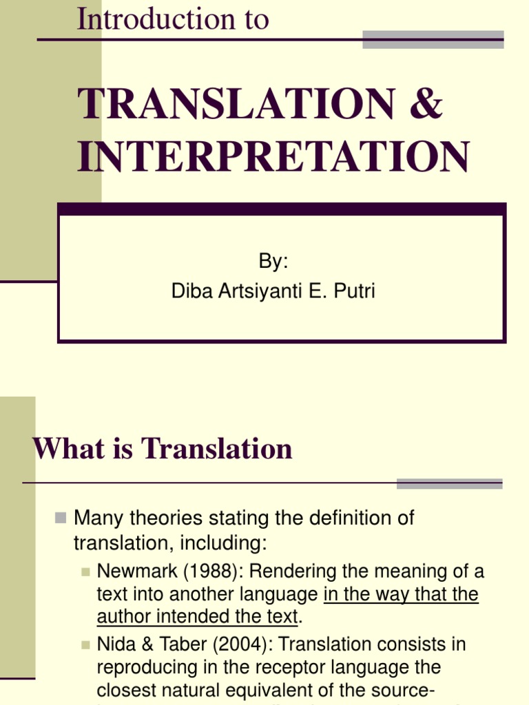 Introduction To Translation & Interpretation | PDF | Language Interpretation | Translations
