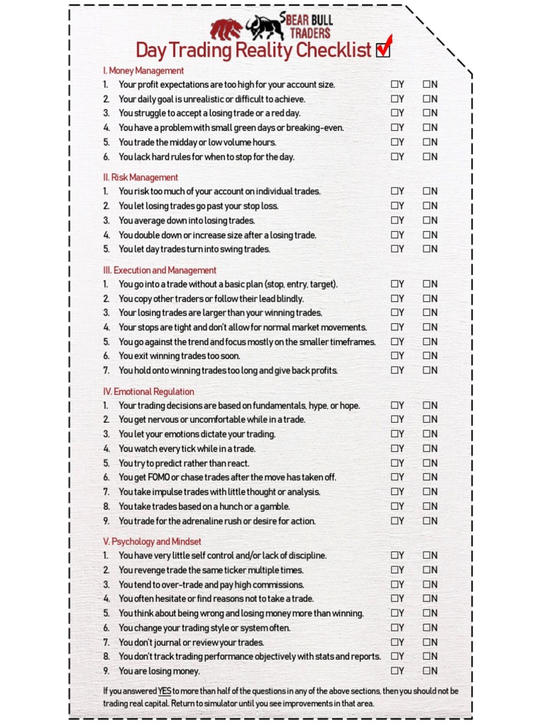 Day Trading Reality Checklist | PDF | Day Trading | Cognitive Science