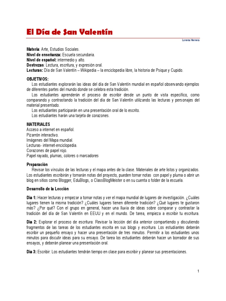 San Valentin | PDF | Ensayos | Escritura