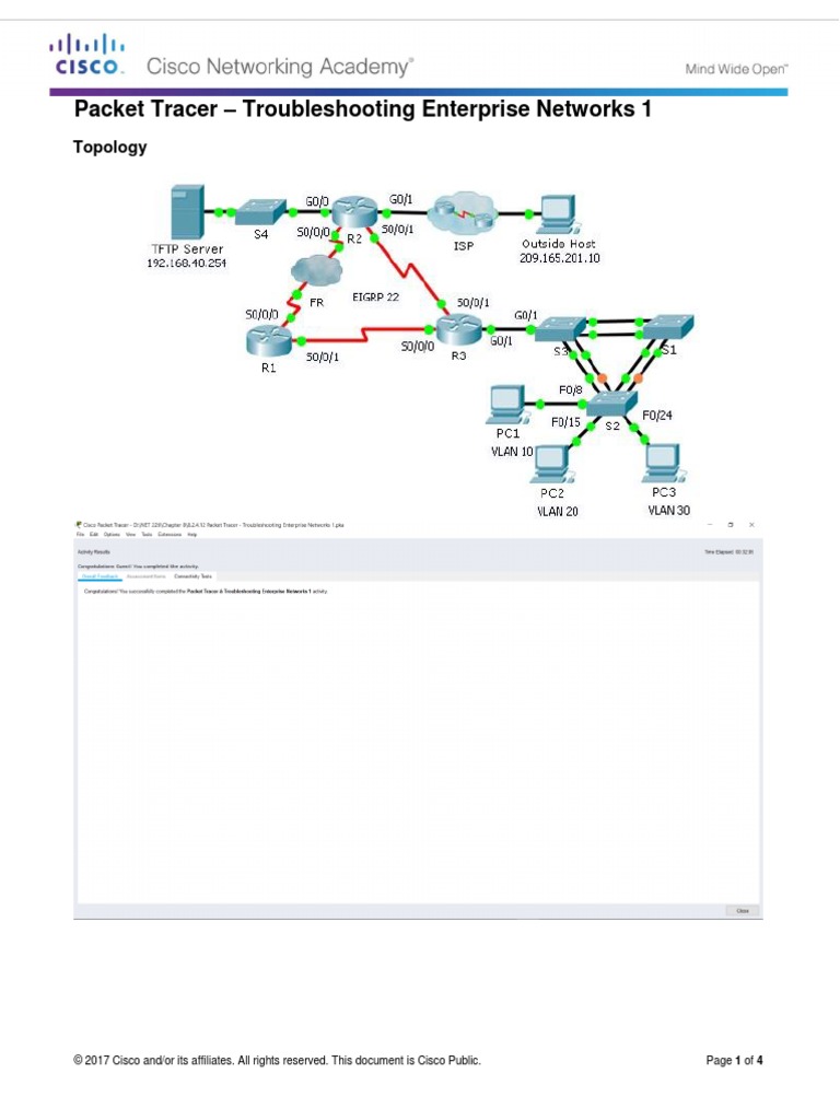 8.2.4.12 Packet Tracer - Troubleshooting Enterprise Networks 1 ...