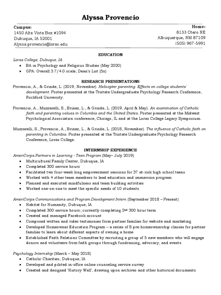 CV - Alyssa Provencio | PDF | Learning