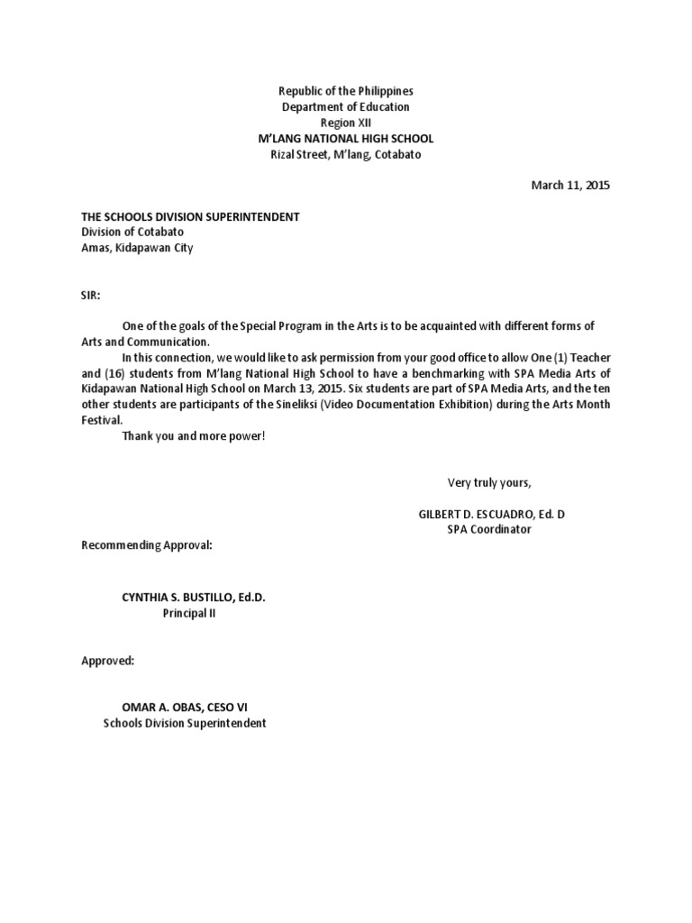 Field Trip Letter of Permission | PDF | Pedagogy | Teaching