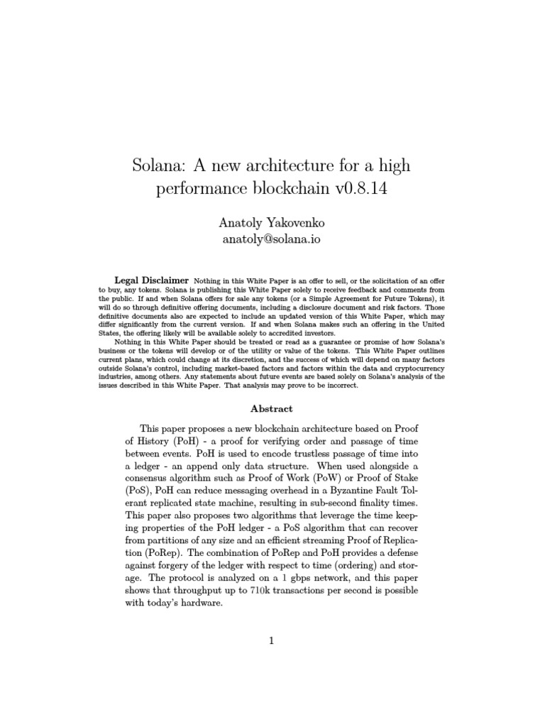Solana Whitepaper | PDF | Replication (Computing) | Computer Network