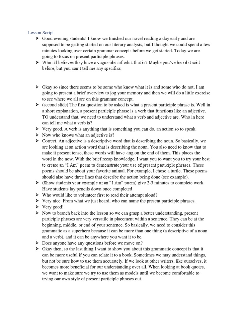 Lesson Script | PDF | Verb | Adjective