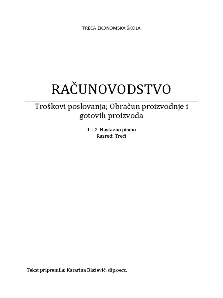 Teorija - Obracun Proizvodnje I Gotovih Proizvoda | PDF